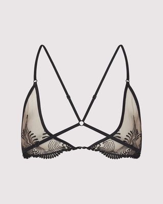 Embroidered Triangle Sheer Bra Tulle Black Love Triangle – lunatic femme